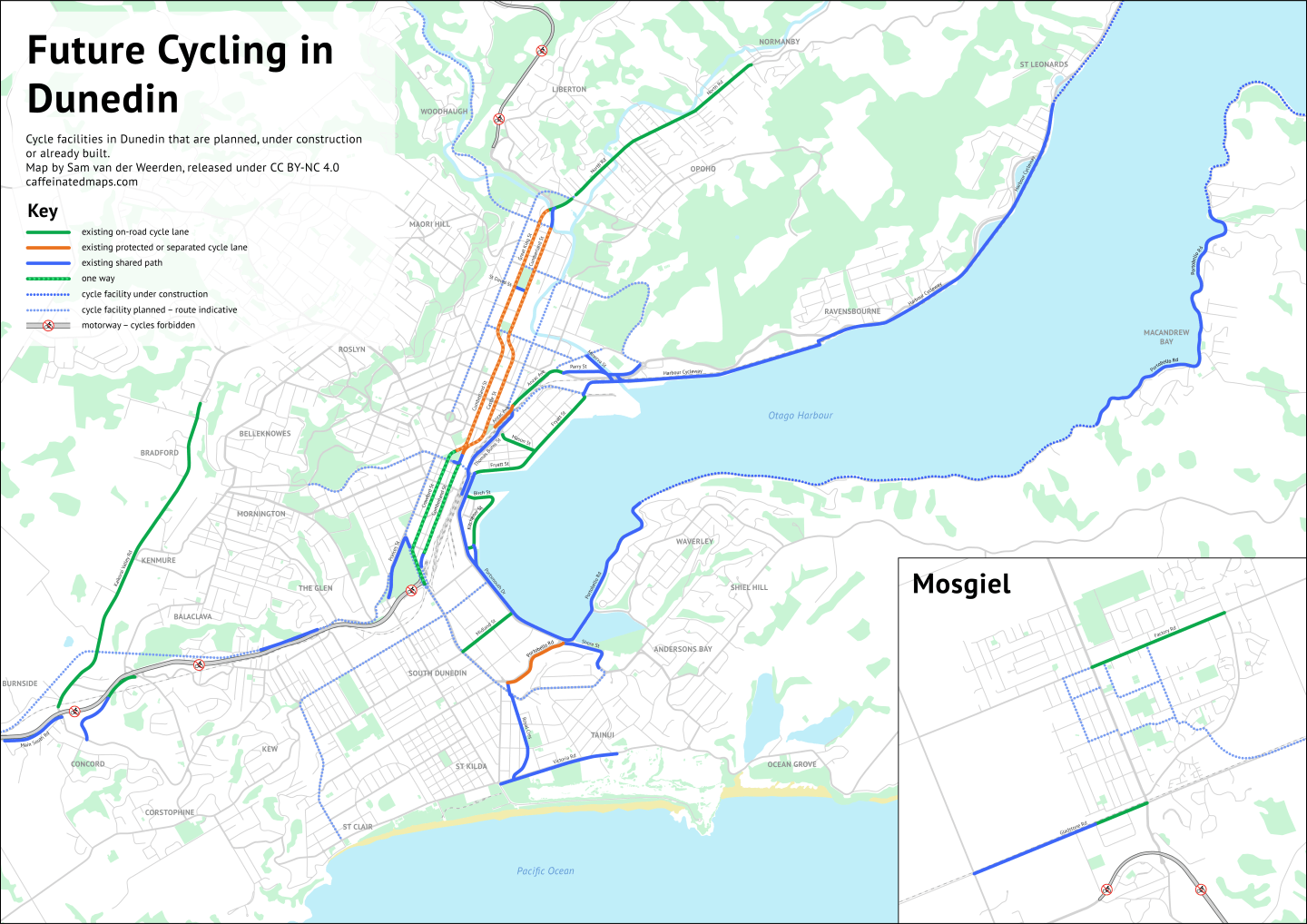 Dunedin Cycling Maps – Caffeinated Maps