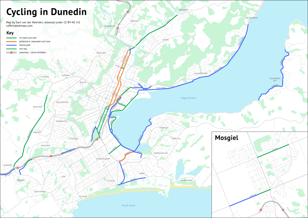 Dunedin Cycling Maps – Caffeinated Maps